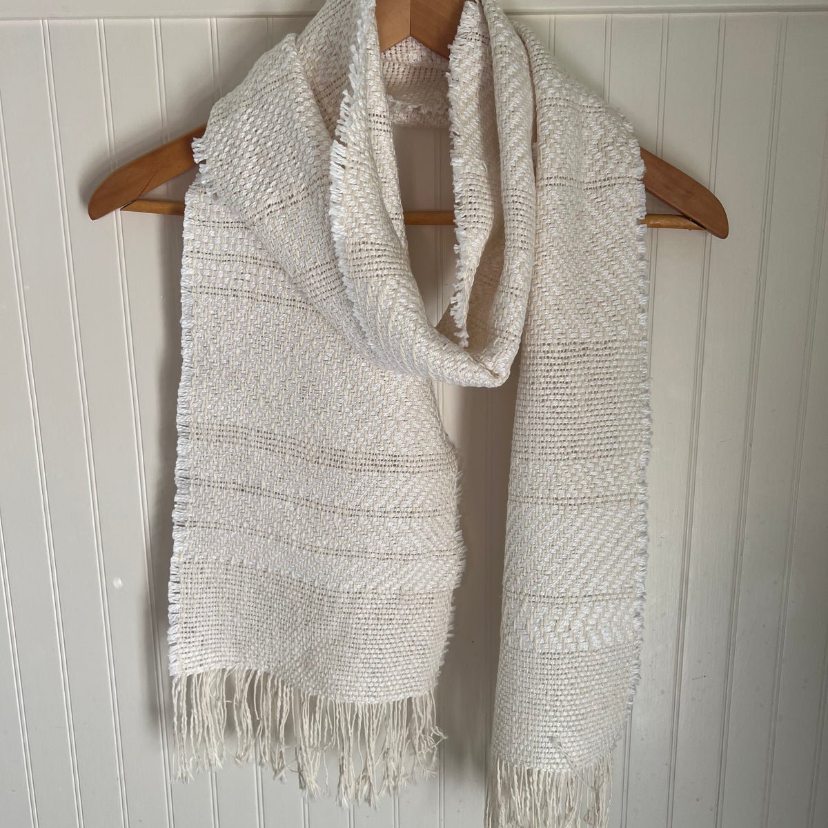 White Fringe Scarf – Bristol Looms